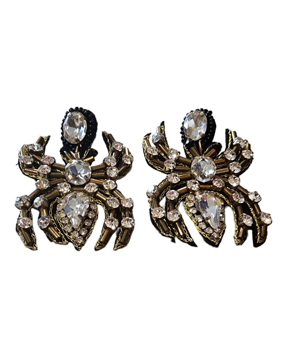 Spiders - earrings - black and gold - crystals - angeliques collections ...