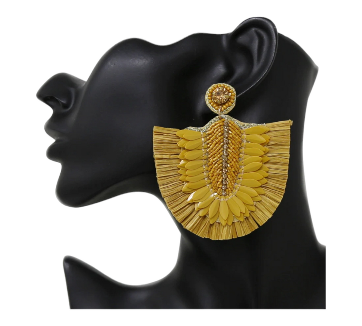 Oversize Fans - raffia fringe earrings - angeliques collections ...
