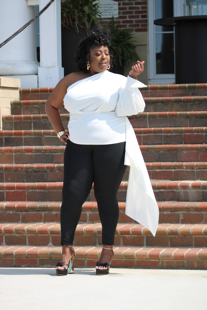 Date Night Top - white - one sleeve - angeliques collections ...